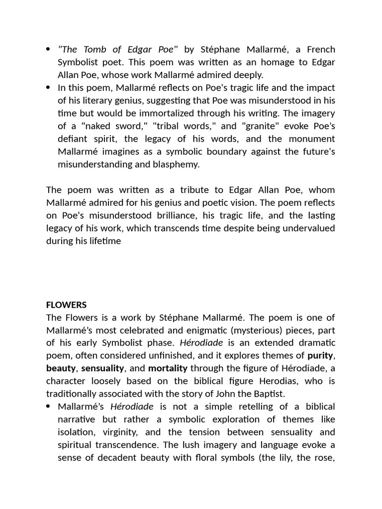 The Tomb of Edgar Poe | PDF | Poetry