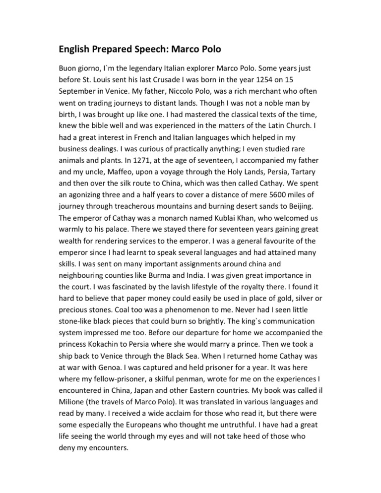 English Prepared Speech | PDF