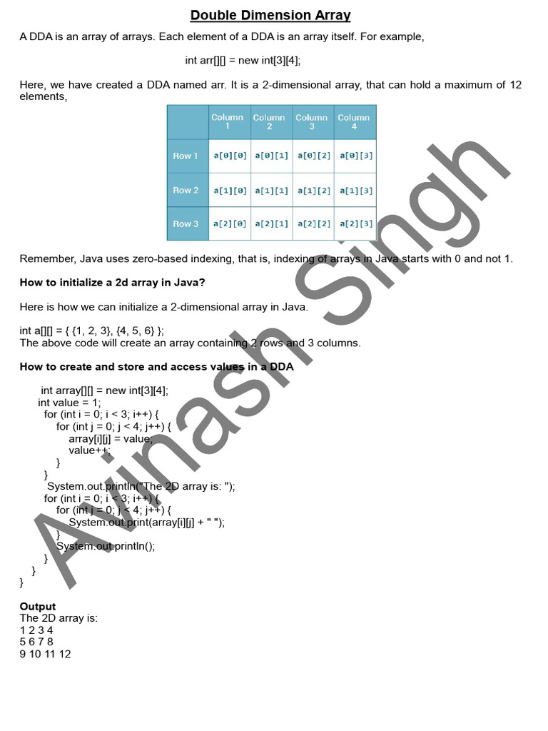 Java Double Dimension Array Guide | PDF