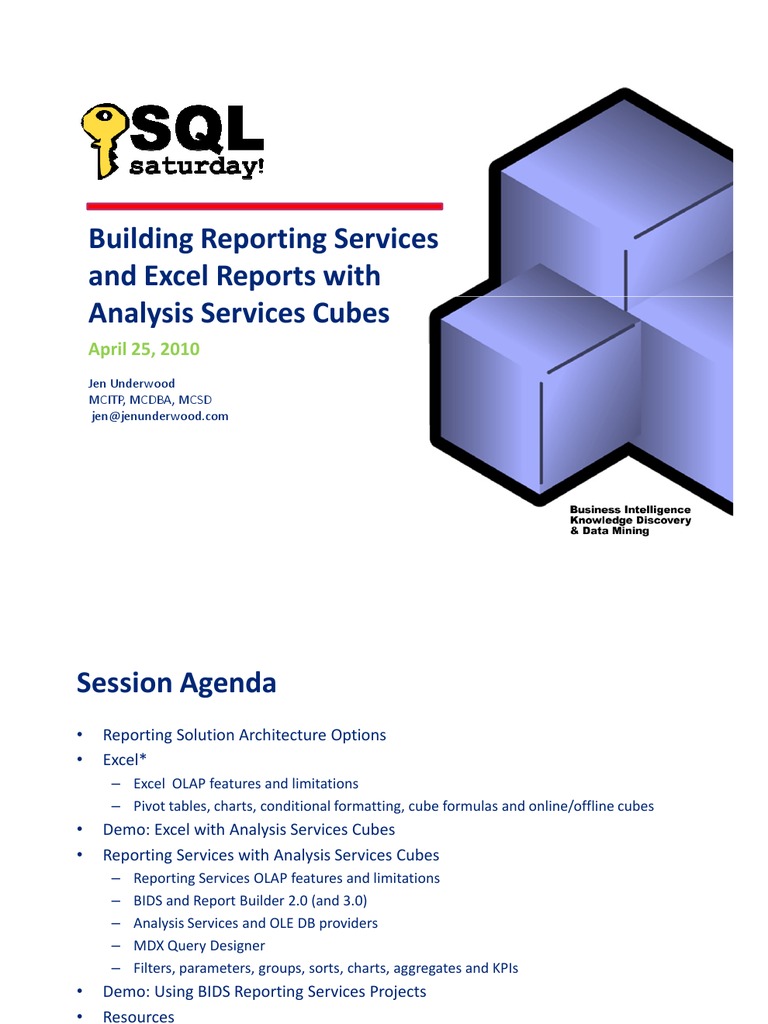 SQLSaturday SSRSExcel Cube Reporting | PDF | Microsoft Excel | Share Point