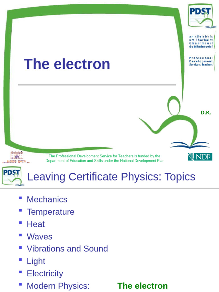 PDST Physics - Electron | PDF | Vacuum Tube | Electron