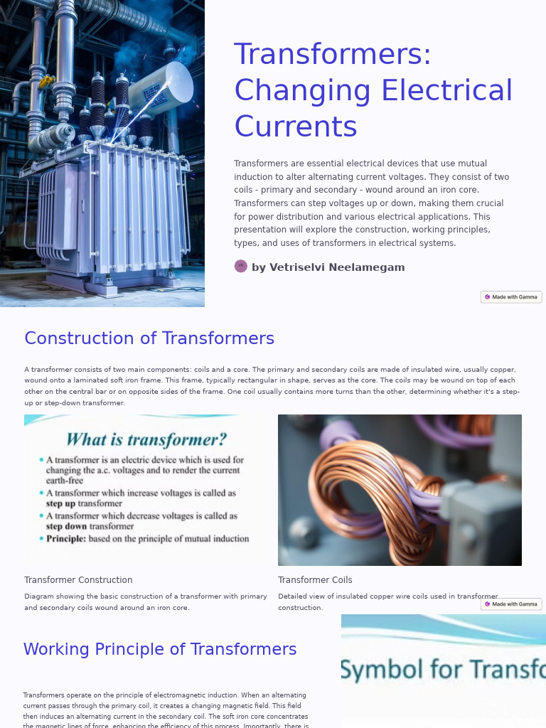 Transformers Changing Electrical Currents | PDF | Transformer | Inductor