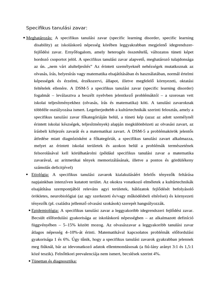 Specifikus tanulási zavar | PDF