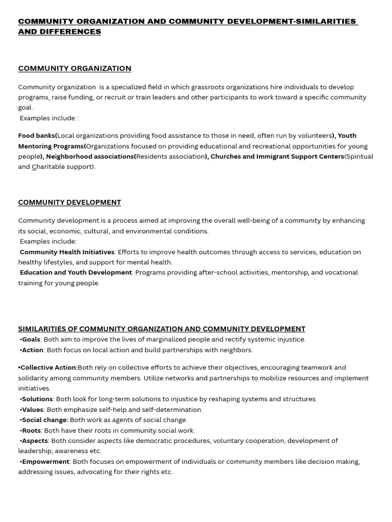Community Organization vs. Development | PDF | Sustainability | Social Work