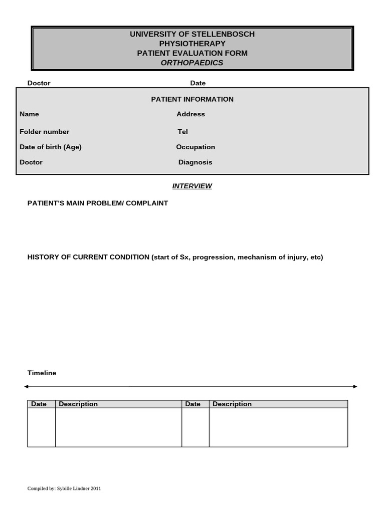 Ortho Eval Form | PDF | Pain | Nervous System