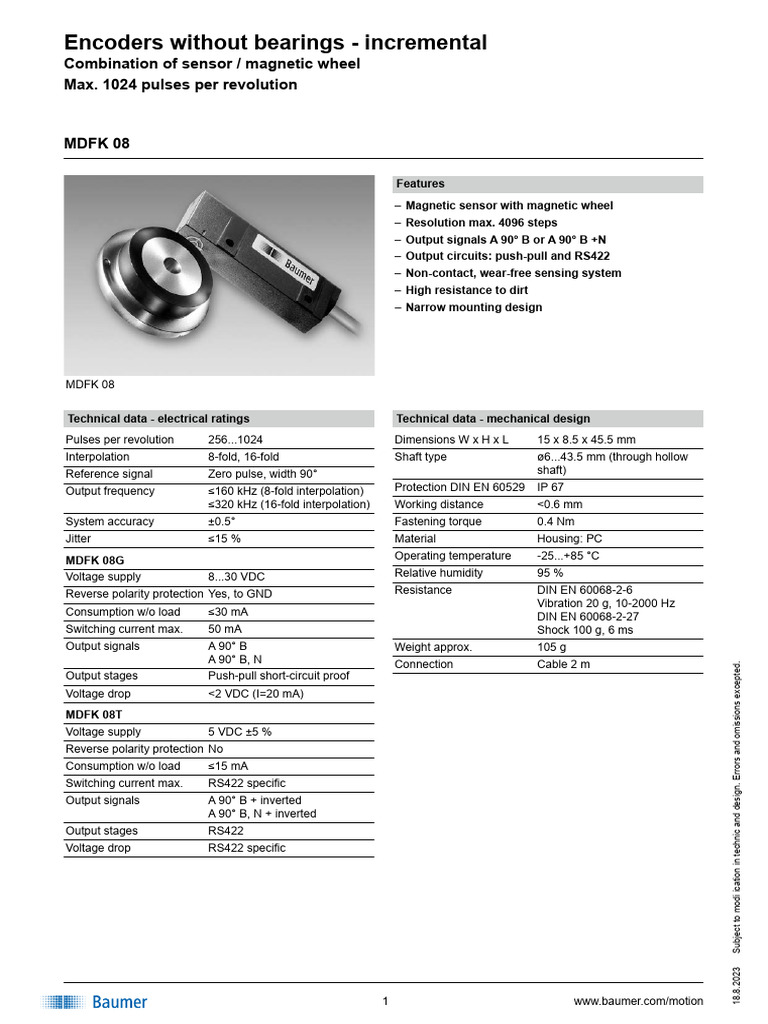 Baumer MDFK08 2023 DS EN | PDF | Information And Communications ...