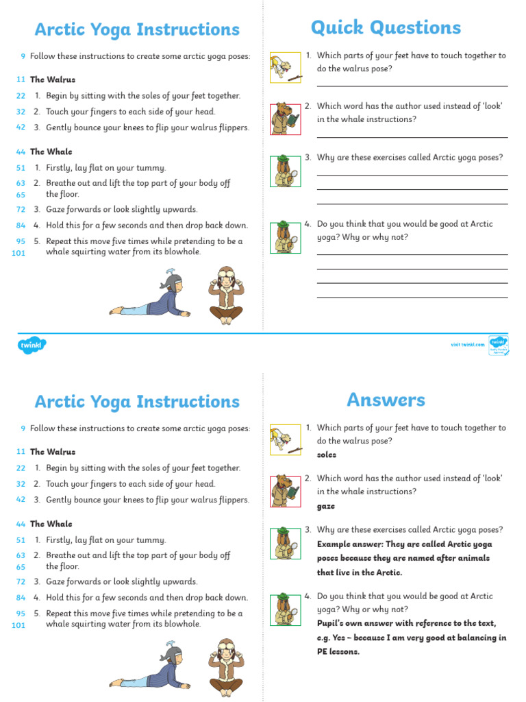 Arctic Yoga Activity Card | PDF | Whales | Marine Mammals