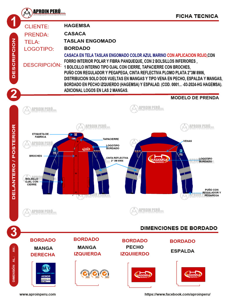 Casaca Taslan Azul con Bordados | PDF | Ropa