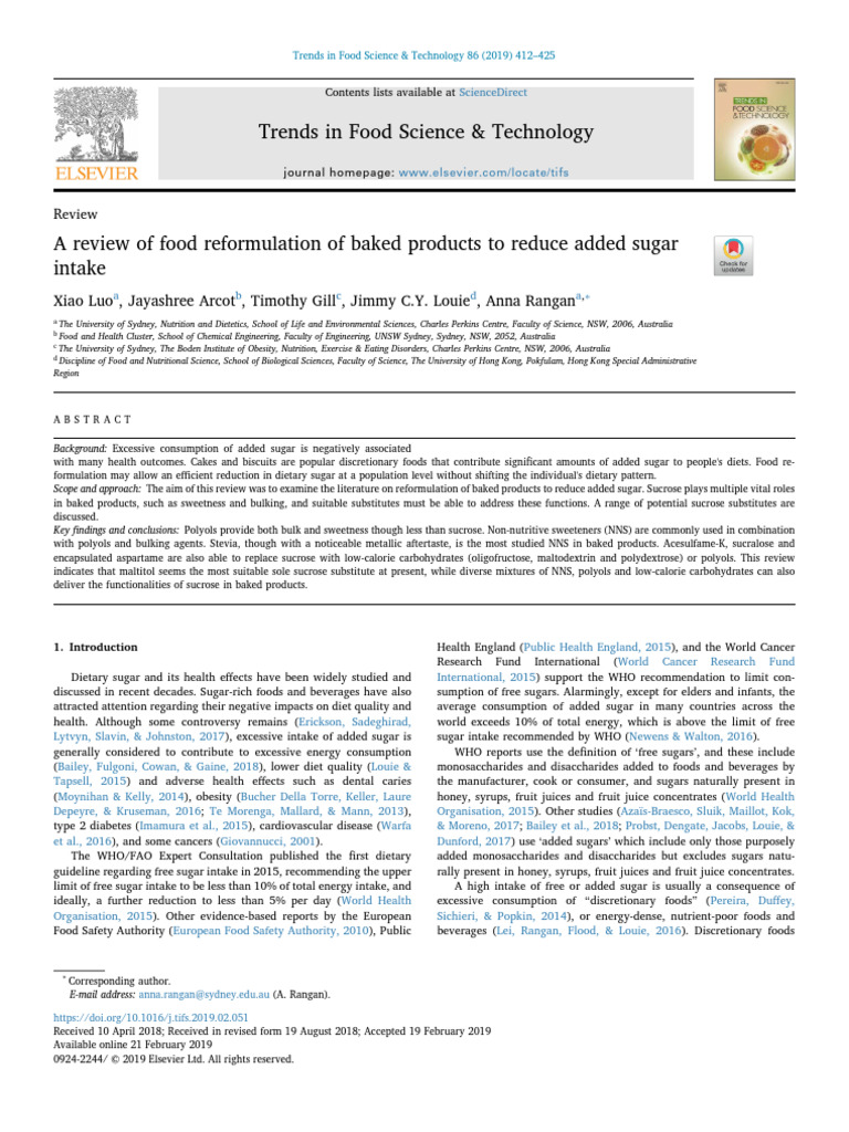 A Review of Food Reformulation of Baked Products to Reduce Added Sugar ...