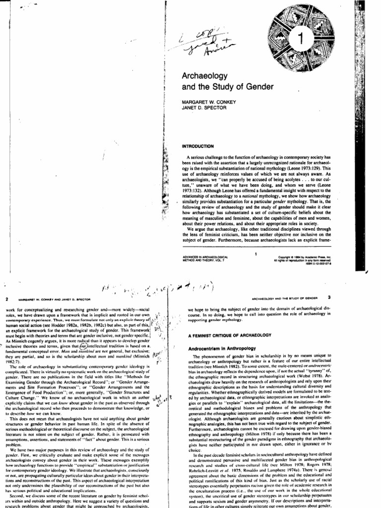 1984. CONKEY and SPECTOR. Archaelogy and the Study of Gender | PDF