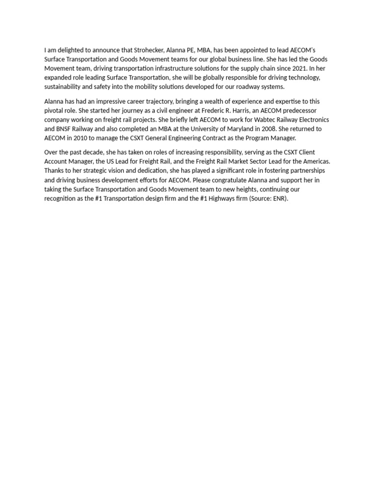 AECOM Appoints Alanna Strohecker | PDF