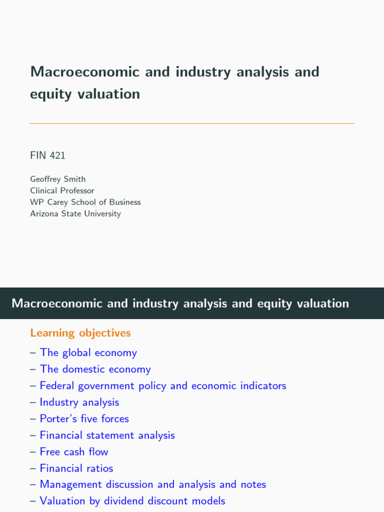 Macroeconomic & Equity Valuation Guide | PDF | Stock Valuation | Equity (Finance)