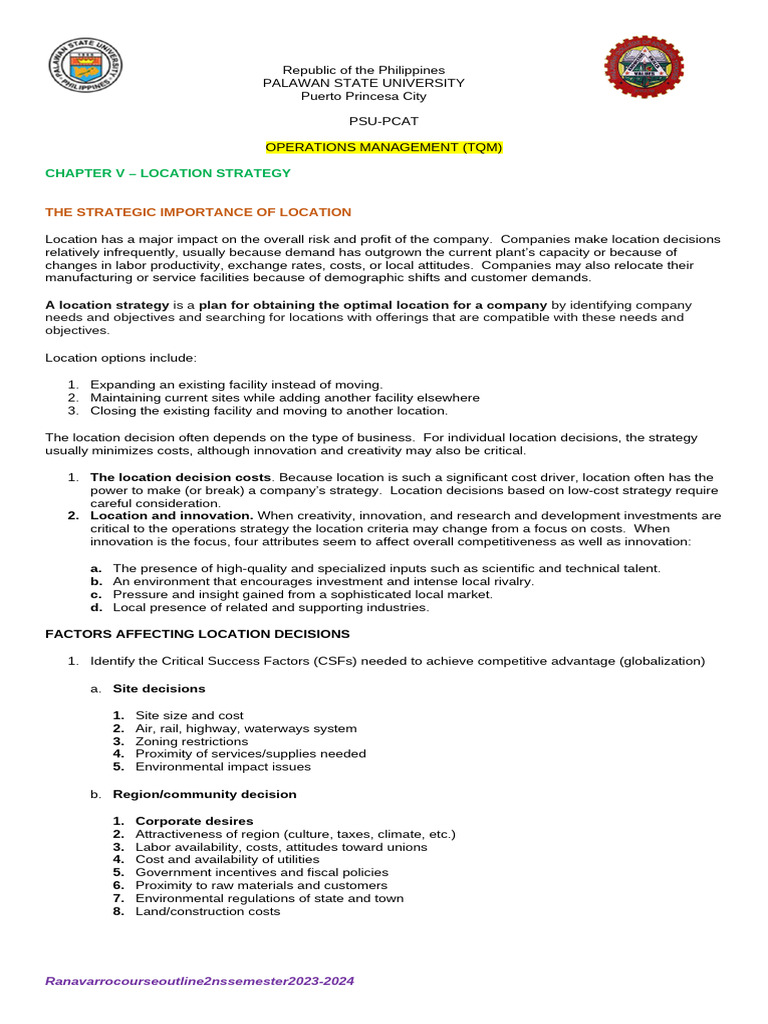 Operations Management Chapter 5 | PDF | Labour Economics | Goods