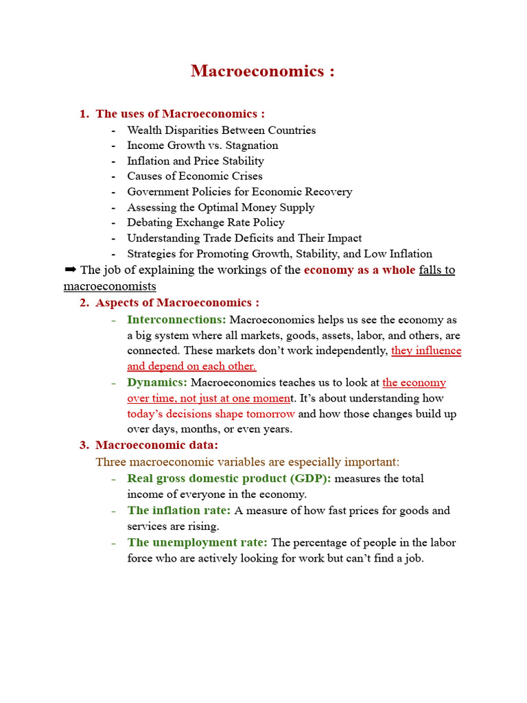 Key Concepts In Macroeconomics Pdf Macroeconomics Inflation