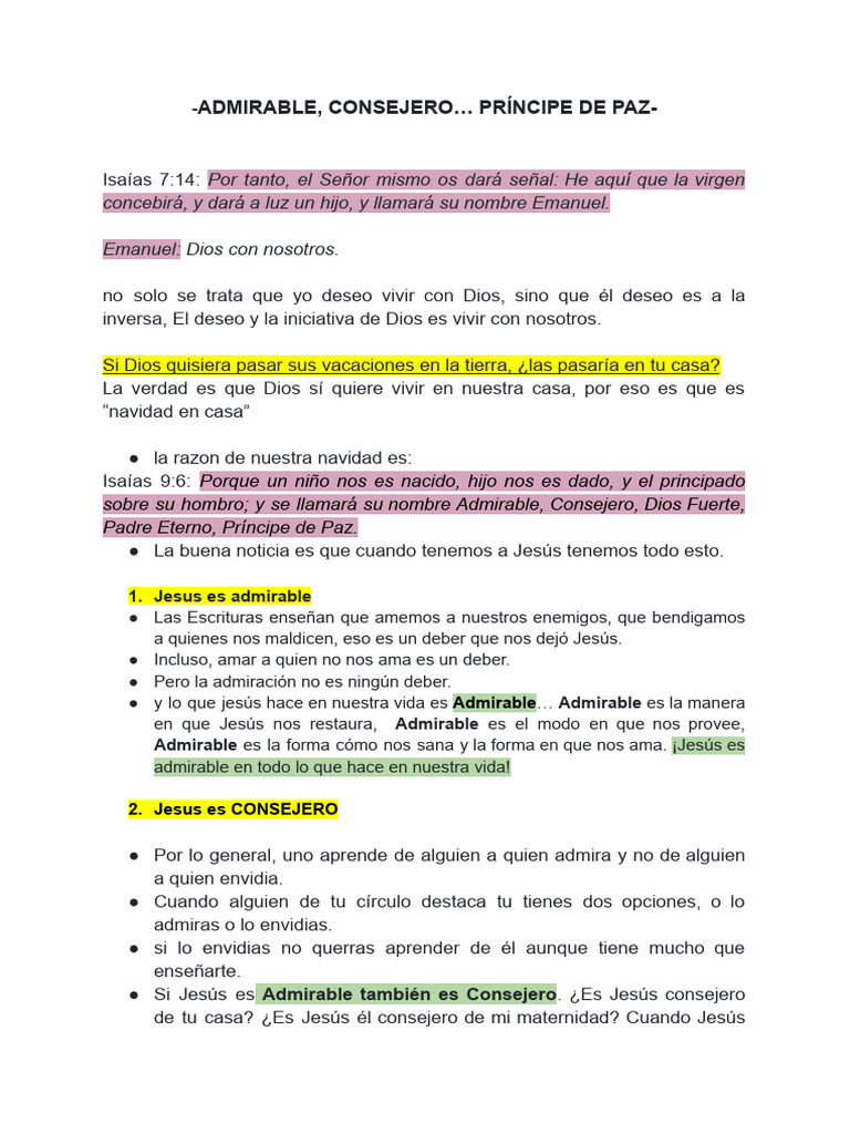 Jesús: Admirable Consejero y Príncipe de Paz | PDF | Natividad De Jesus