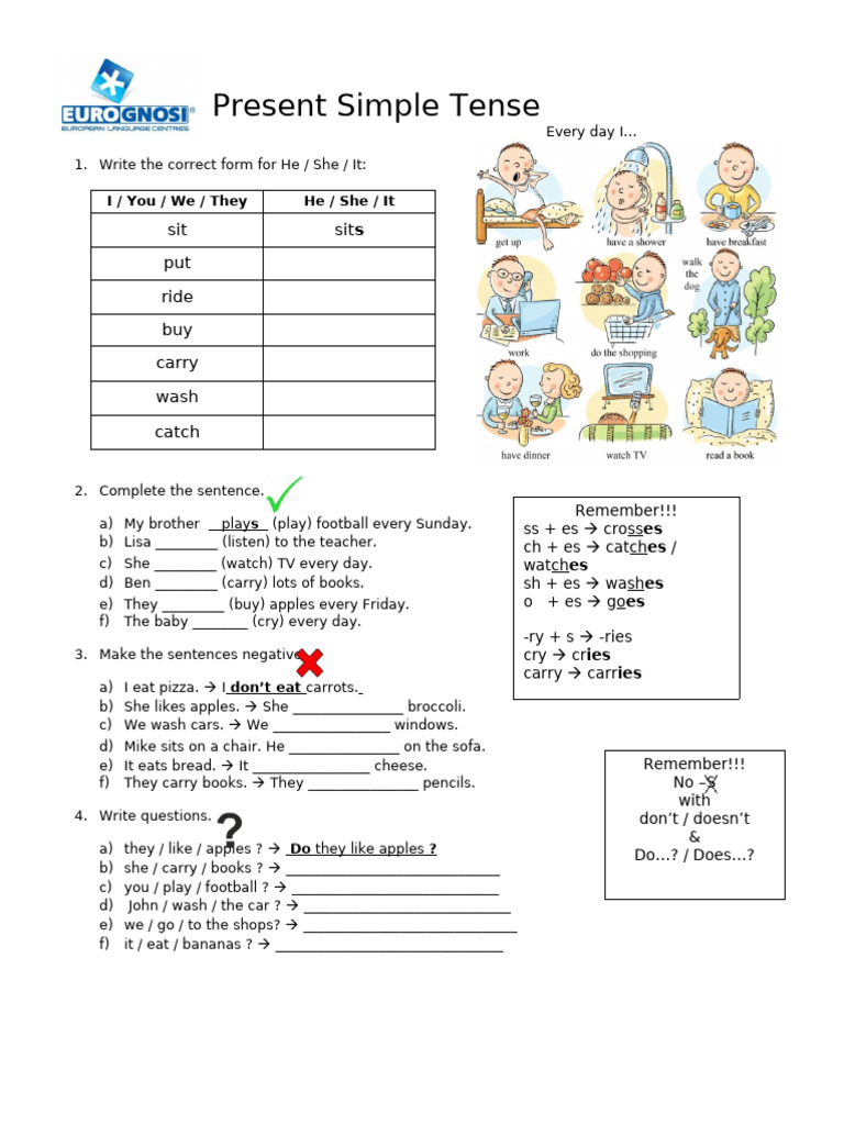 EJ3 Present Simple Worksheet | PDF
