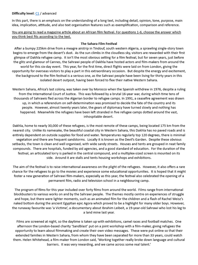 Reading C2 | PDF | Western Sahara