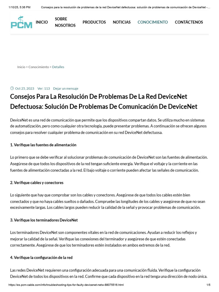 Consejos para La Resolución de Problemas de La Red DeviceNet Defectuosa - Solución de Problemas ...