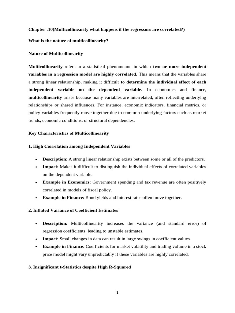 Multicollinearity in Regression Models | PDF | Multicollinearity | Linear Regression