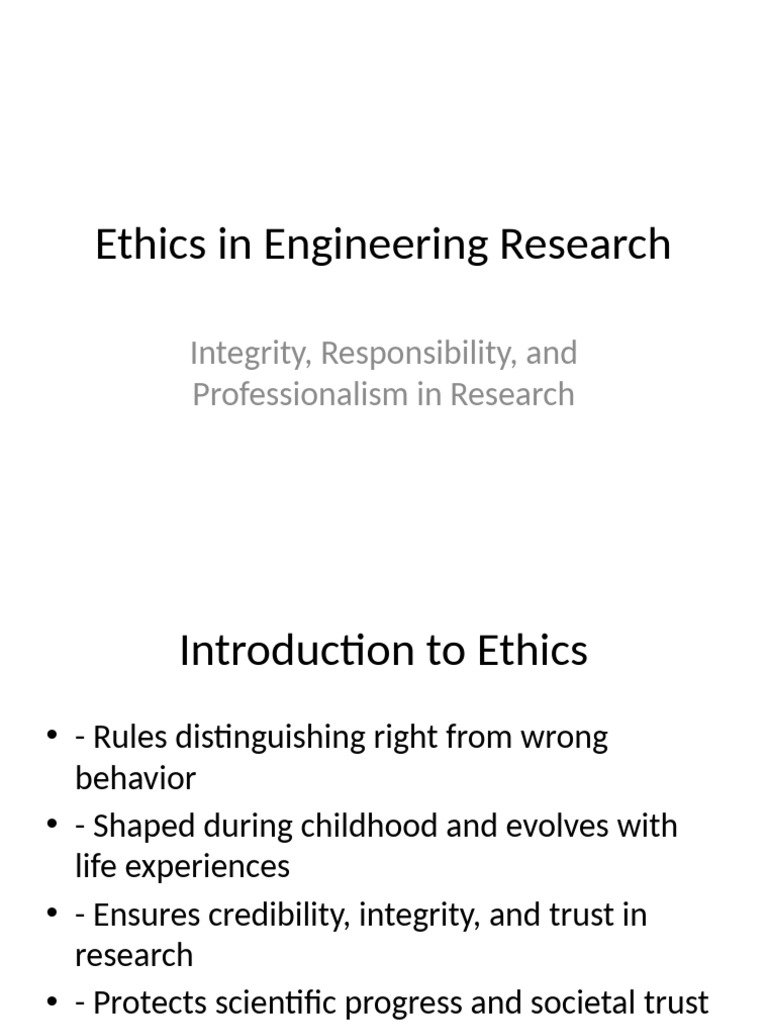 Ethics in Engineering Research | PDF | Plagiarism | Integrity