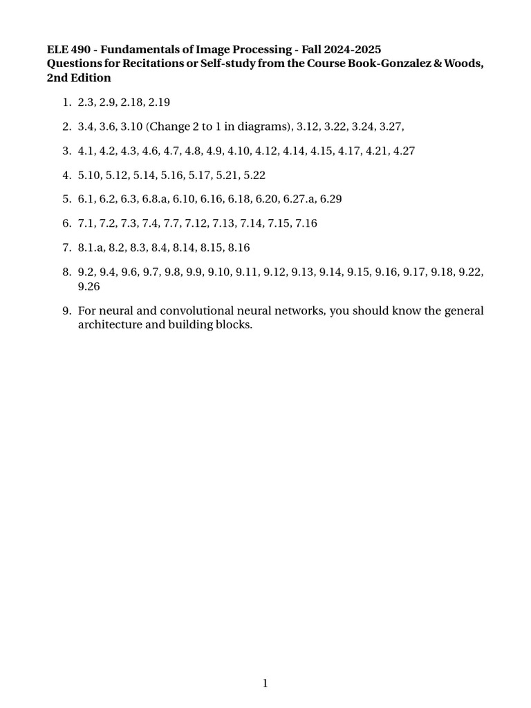 Image Processing Study Guide | PDF