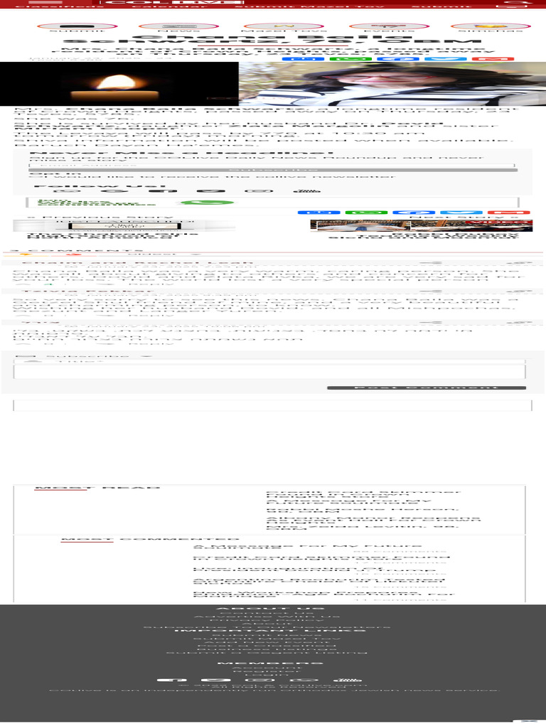 Chana Baila Schwartz, 76, OBM | PDF | Jews And Judaism | Jewish Religious Movements