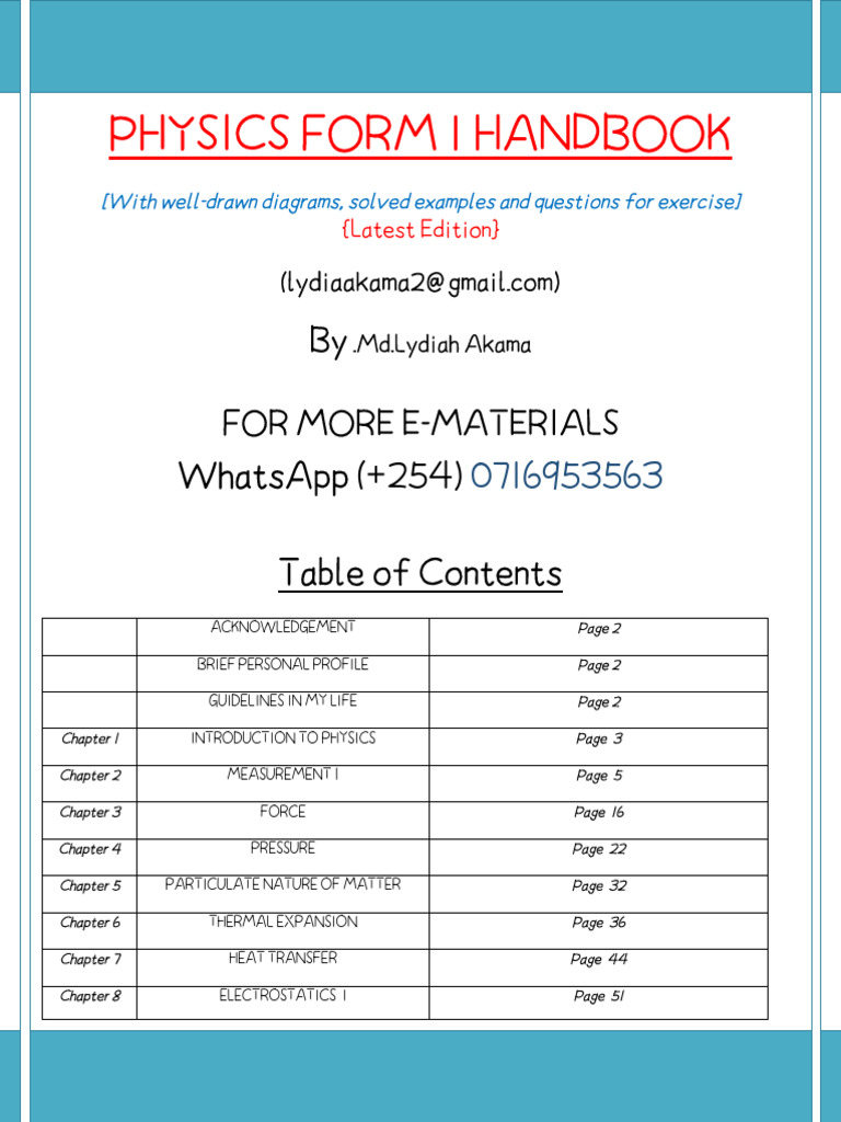 Form One Physics Handbook 1 1 | PDF