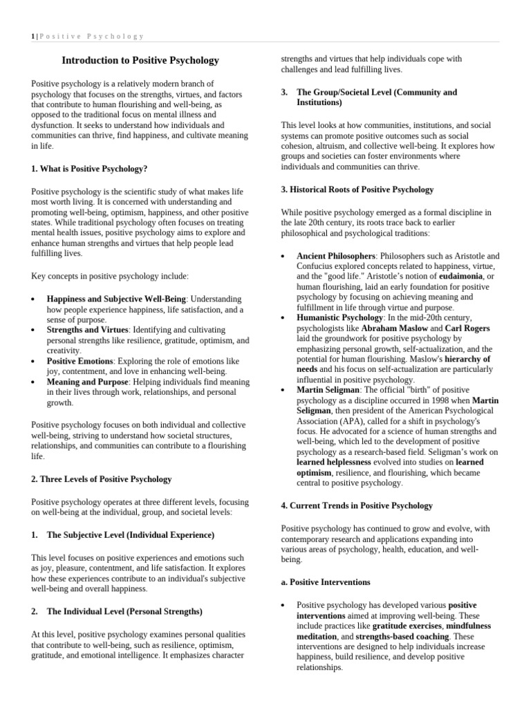 Positive Psychology | PDF | Positive Psychology | Optimism