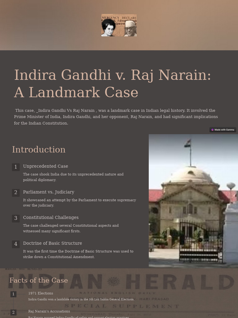 Indira Gandhi vs Raj Narain Case Overview | PDF | Political Charters ...