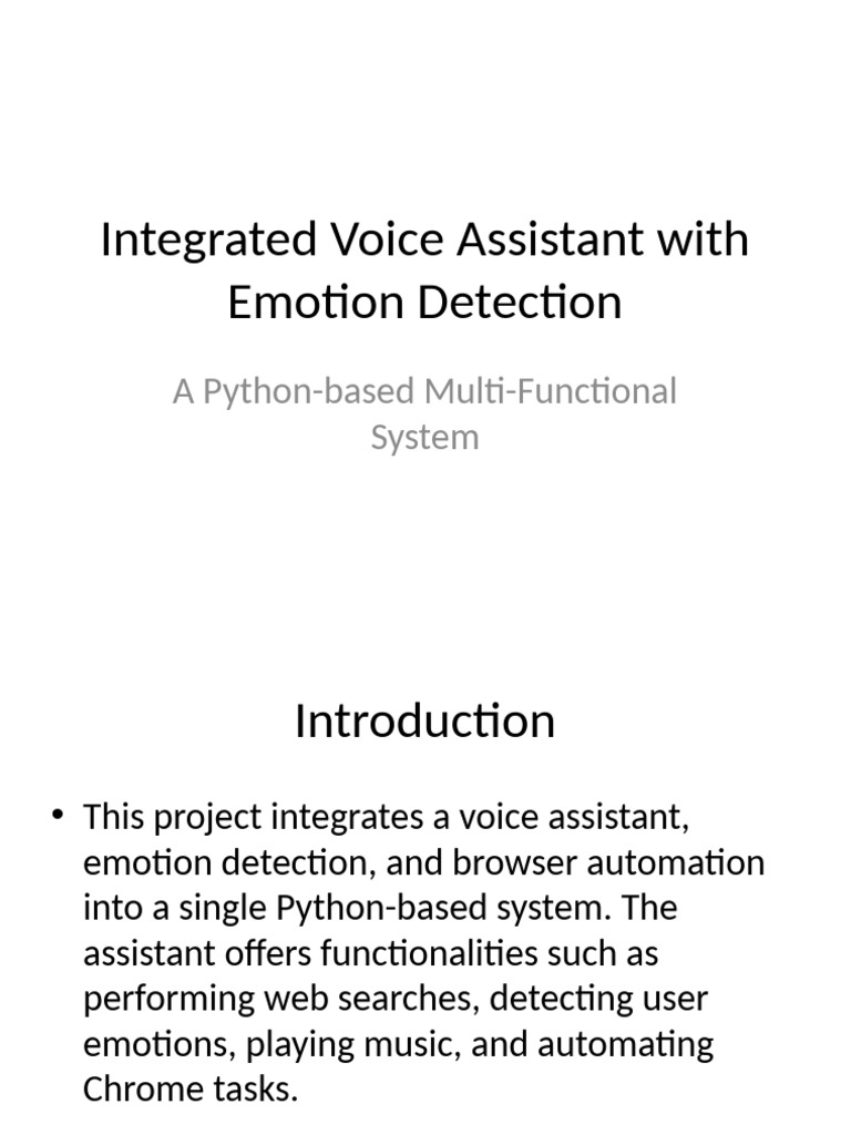 Integrated Voice Assistant Presentation | PDF