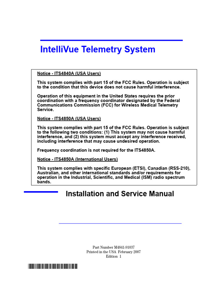 ITS4840A_IntelliVue_Telemetry_System_M4841 sm 7-22 | PDF ...