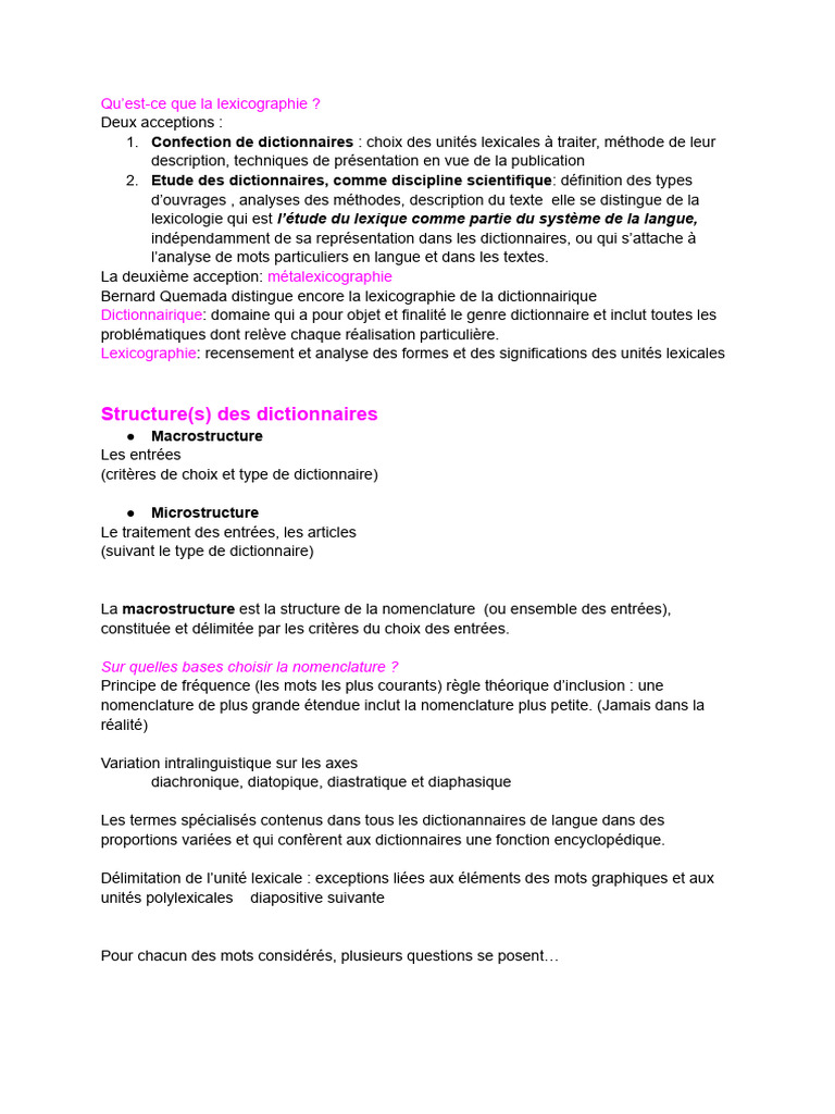 Types de dictionnaires et lexicographie | PDF | Dictionnaire | Lexique