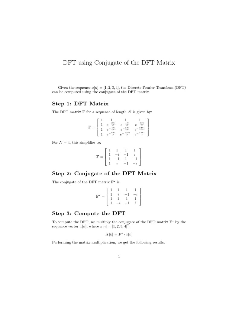 DFT Using Conjugate of The DFT Matrix | PDF | Discrete Fourier Transform | Algebra