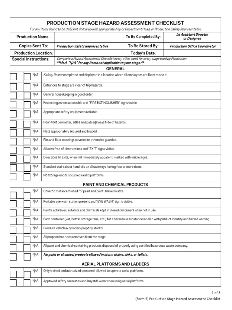 Form-5_Production-Stage-Hazard-Assessment-Checklist | PDF | Stairs