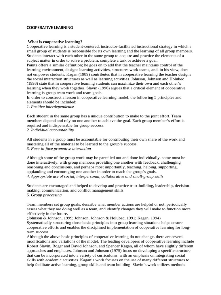 Cooperative Learning | PDF | Learning | Inclusion (Education)