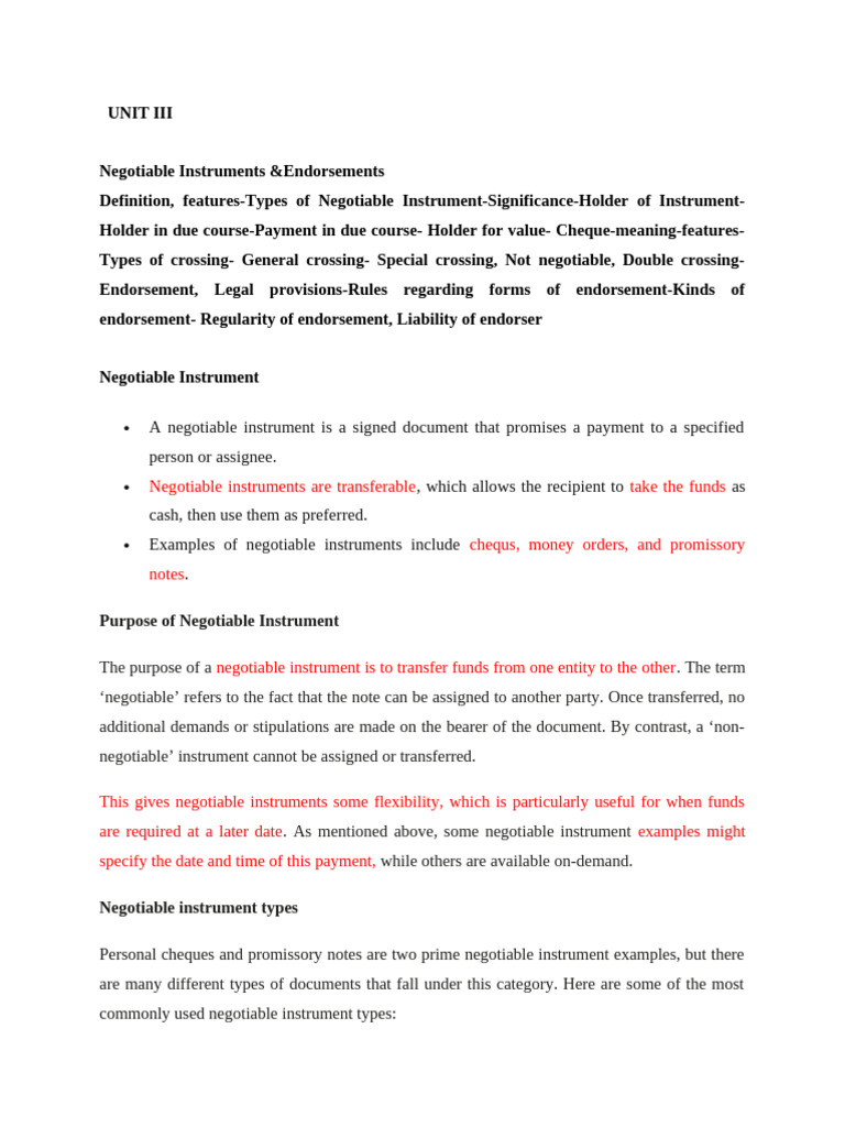 Unit Iiipy | PDF | Cheque | Negotiable Instrument