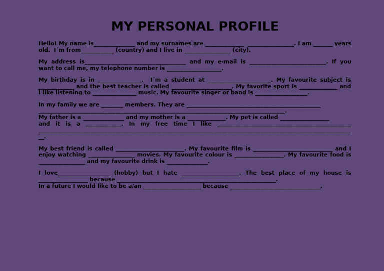 1.5. My Personal Profile | PDF