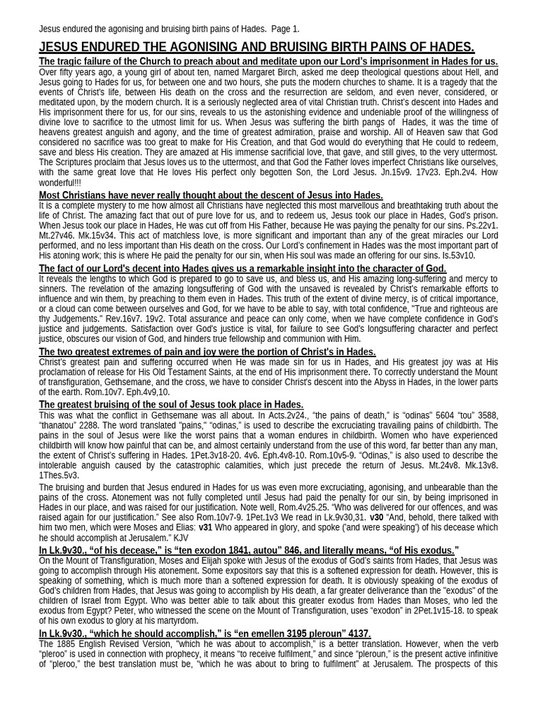 06f The Agonising Sufferings of Jesus in Hades | PDF | Jesus | Hell