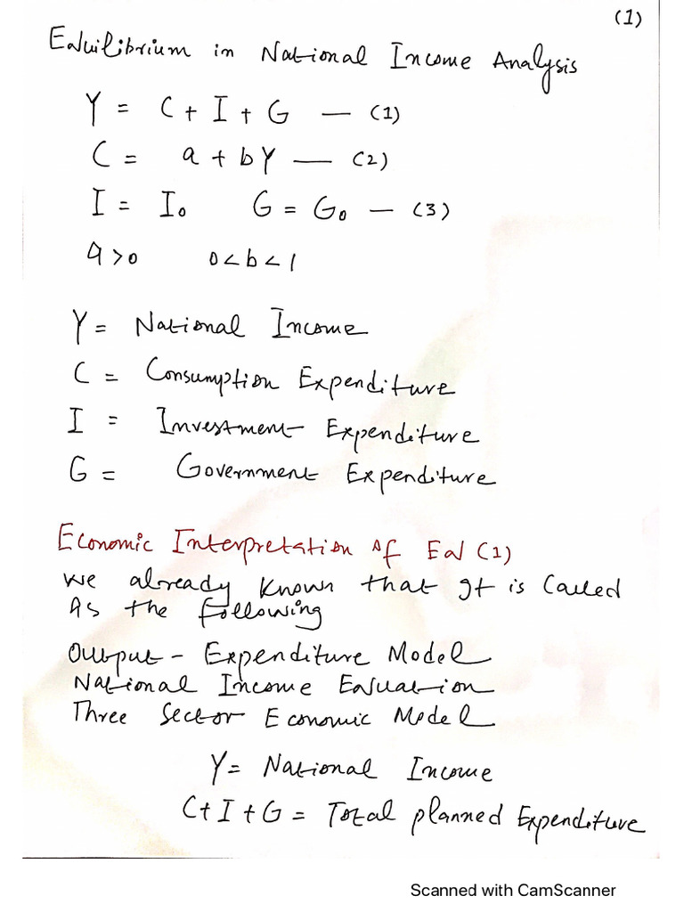 Equilibrium in National Income Analysis | PDF