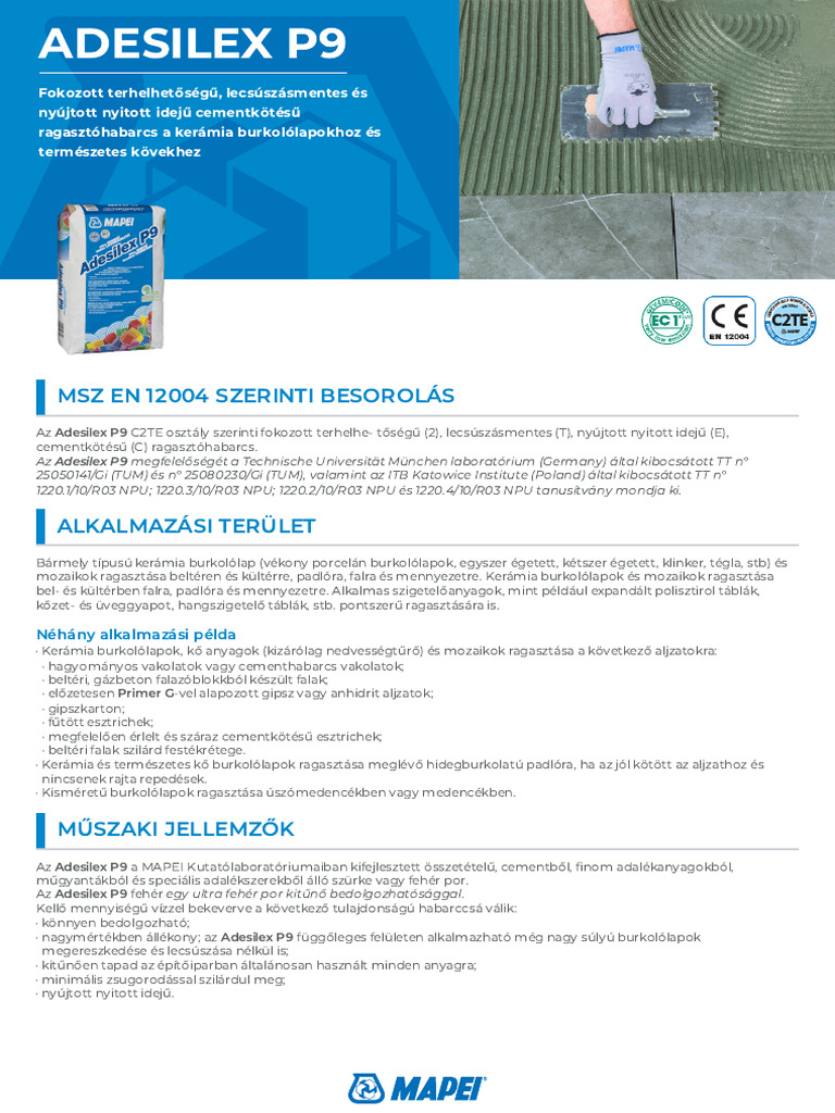 Adesilex-P9 Műszaki Adatlap | PDF