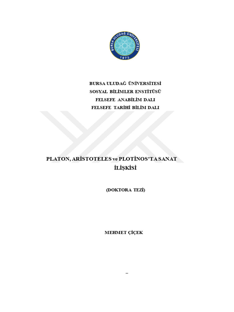 Platon, Aristo Ve Plotinosta Felsefe-Sanat | PDF