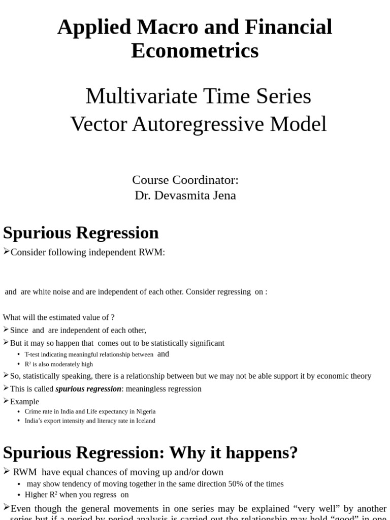 AMFE Module 7 - Vector Auto Regressive Models | PDF | Vector Autoregression | Econometrics