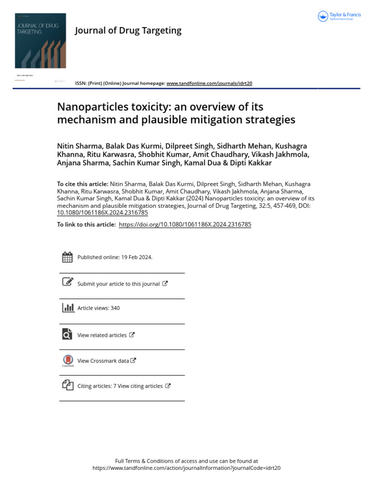 Nanoparticles Toxicity an Overview of Its Mechanism and Plausible Mitigation Strategies | PDF ...