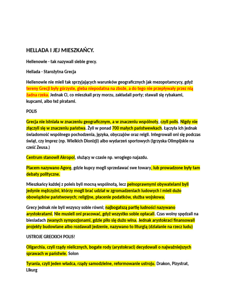 Hellada I Jej Mieszkańcy | PDF