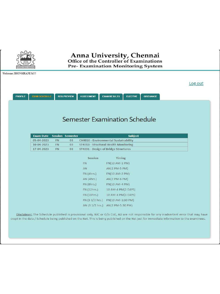 Semester Schedule | PDF