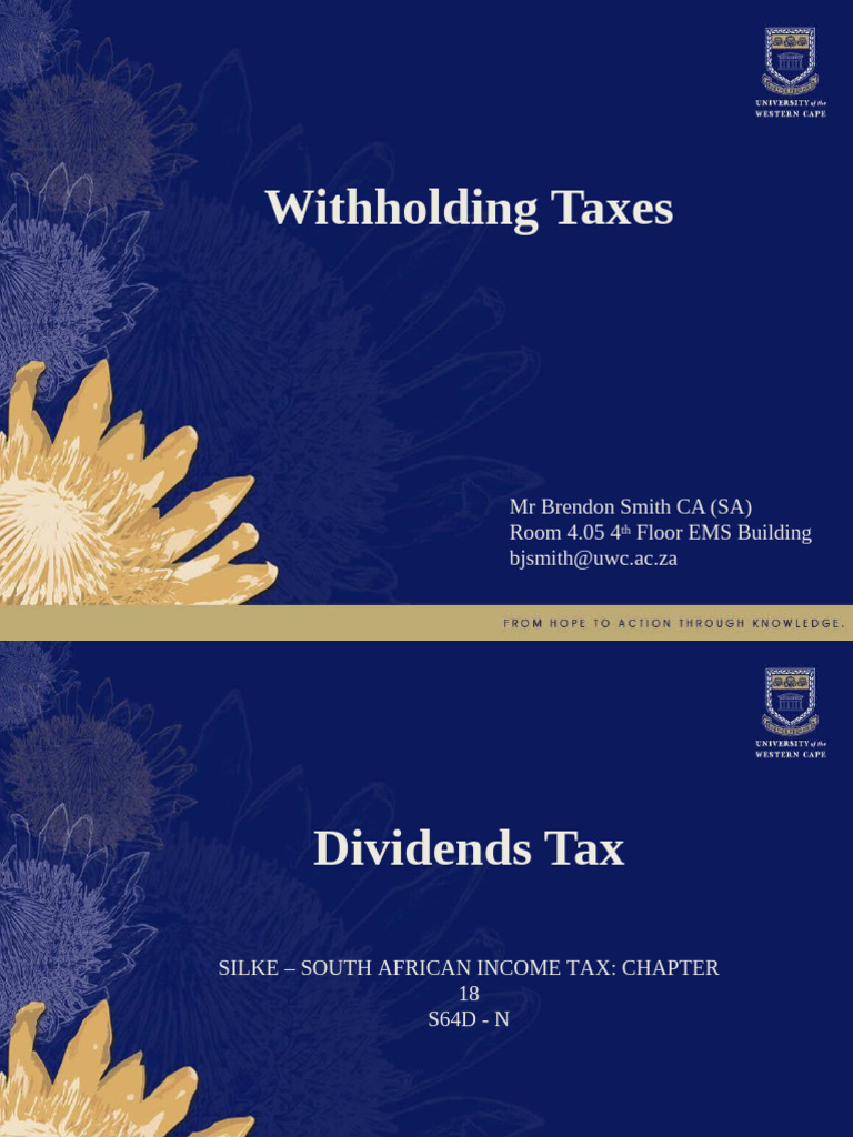 TAX 327 2024 - Dividends Tax _ Withholding Taxes (1) | PDF | Dividend ...