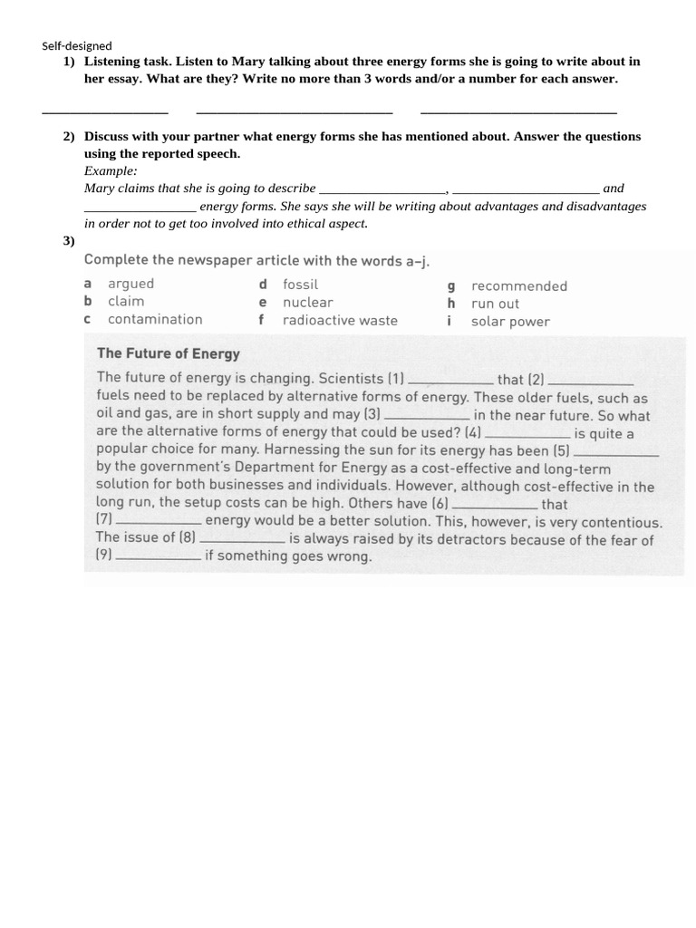 Energy Forms Listening Exercise | PDF