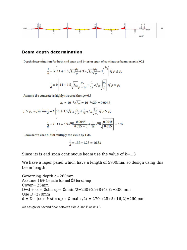 Beam Depth Determination: For Main Bar and 8 For Stirrup | PDF