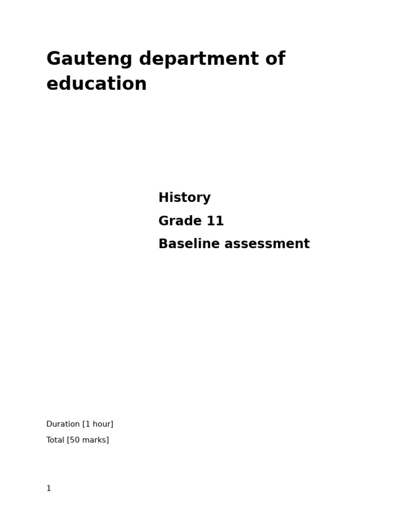 History Grade 11 Baseline | PDF