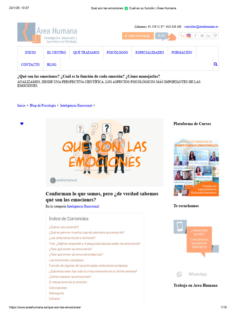 Emociones: Definición y Función Psicología | PDF | Las emociones | Asco